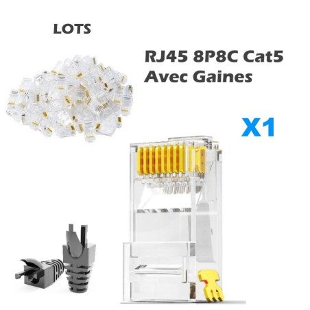 Lot fiches RJ45 (CAT5) Connecteurs réseau Prises Ethernet RJ45 1 Pièce ...